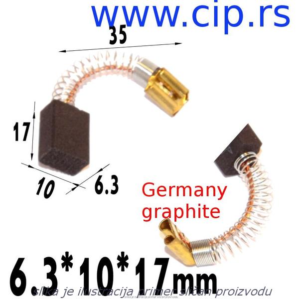 ČETKICA 6.3X10X17 M01-62 R62 DOLMAR LANCANA TESTERA OPRUGA MANJA NEMAČ