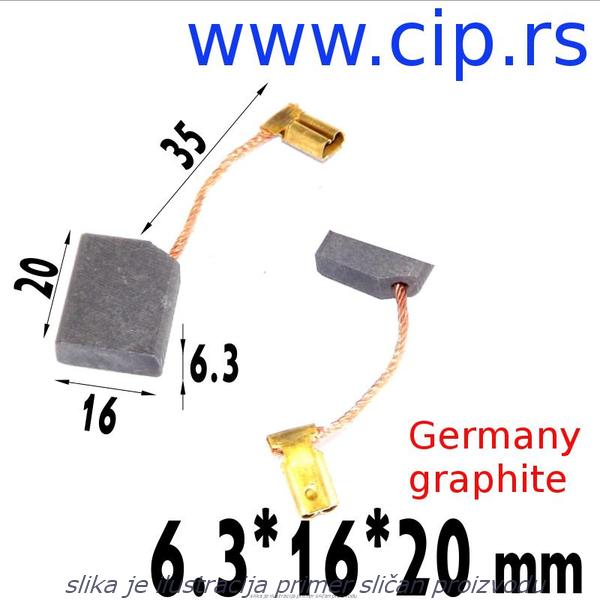 ČETKICA 6.3X16X20 P14 M01-16 R16 ISKRA KB208. KB206 A14 NEMAČKI GRAFIT