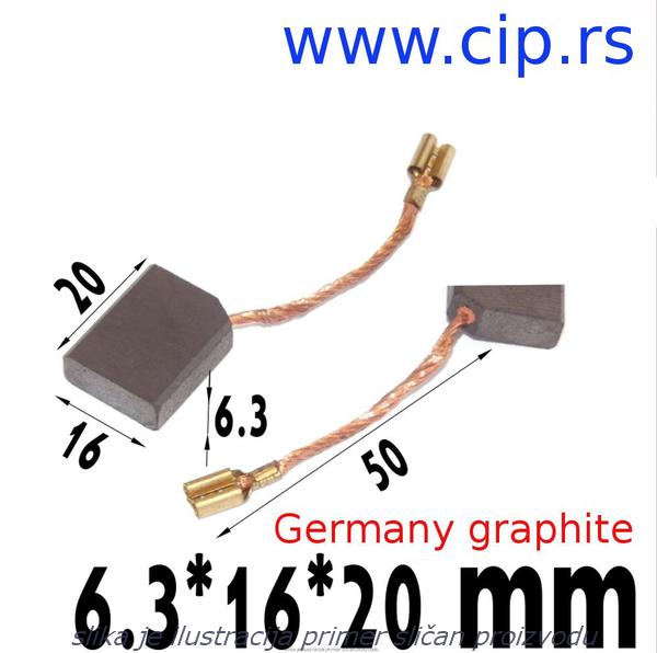 ČETKICA 6.3X16X20 P28 BRUSILICA ISKRA KB186C EG841 B2 NEMAČKI GRAFIT