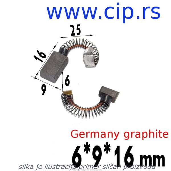 ČETKICA 6X9X163 P11 M01-07 R07 ISKRA VV702. VV602. VS213 NEMAČKI GRAFI