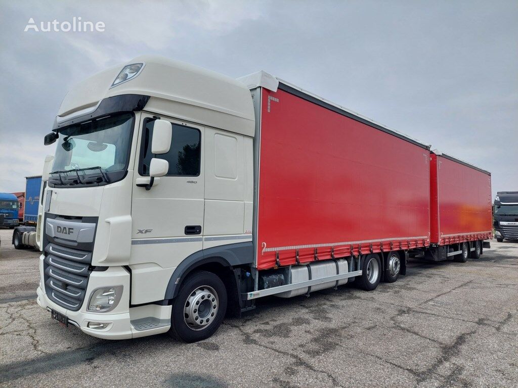 DAF XF 480 kamion sa klizna zavesa cerada + prikolica sa kliznom ceradom