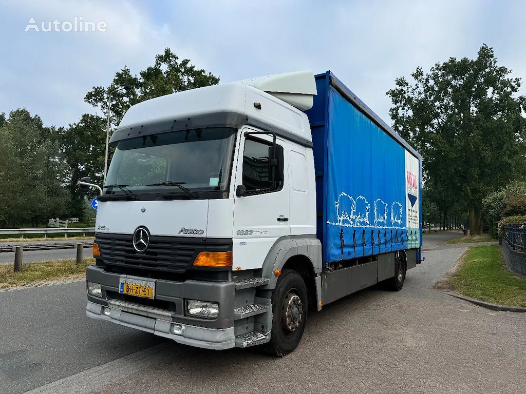 Mercedes-Benz Axor 1823 Schuifzeilen met weeginstallatie in laadklep. Handgesc kamion sa klizna zavesa cerada