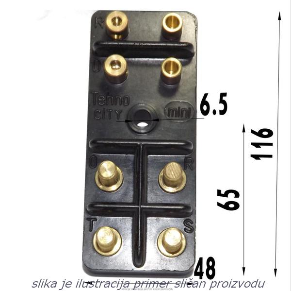 Ppr2 Priključna Ploča Mini 2 Bakelit 3f 1n 1os 116x48mm Tc