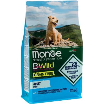 Monge BWild Mini Grain Free Inćuni, Krompir i Grašak 2,5kg