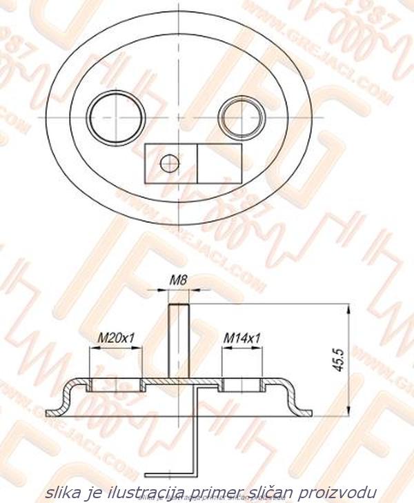 BOJLER FLANŠA IEGPE061PROHRON INOX VIJAK M8 ELIPSA M14X1 M20X1 SA Z NO