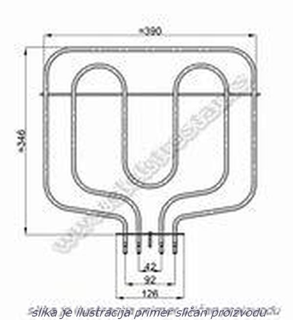 GREJAČ RERNE 1500W M INDUSTRIJSKI PRIKLJUČAK M4 550X300 MM MIC