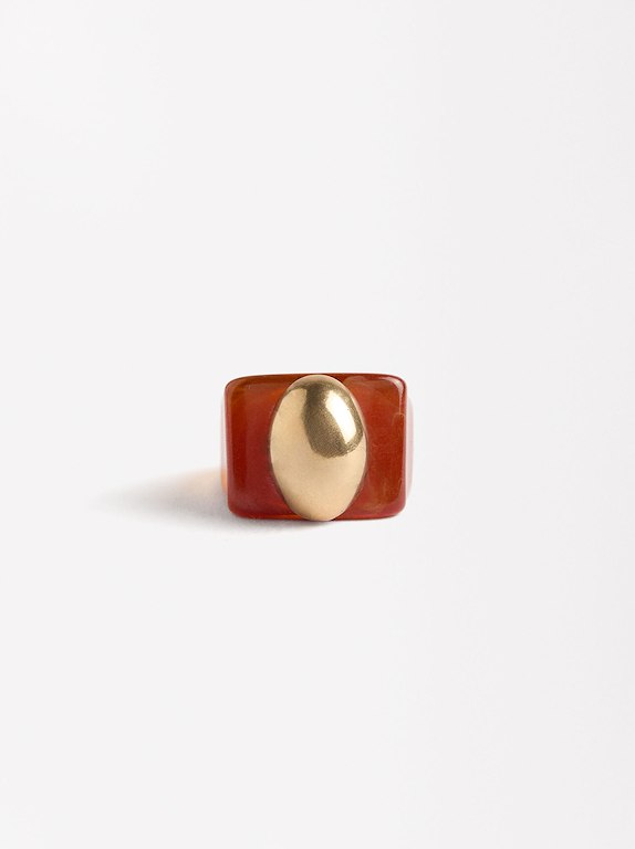 Square Ring With Metallic Detail