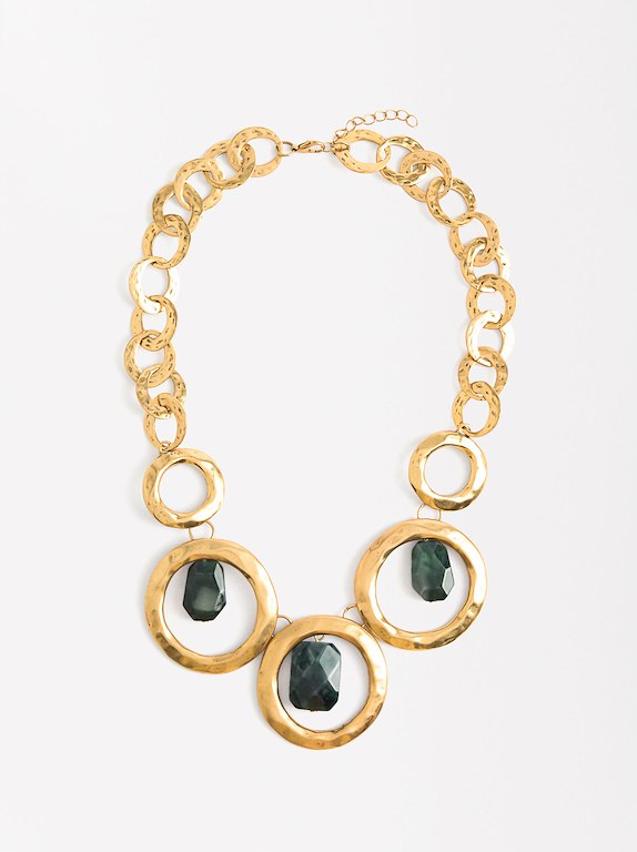 HAMMERED EFFECT NECKLACE WITH STONES