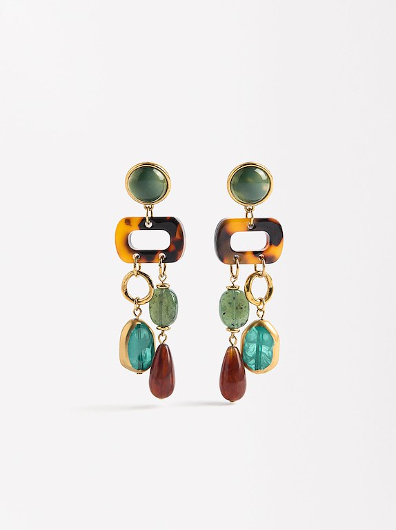 GEOMETRIC EARRINGS WITH STONE EFFECT