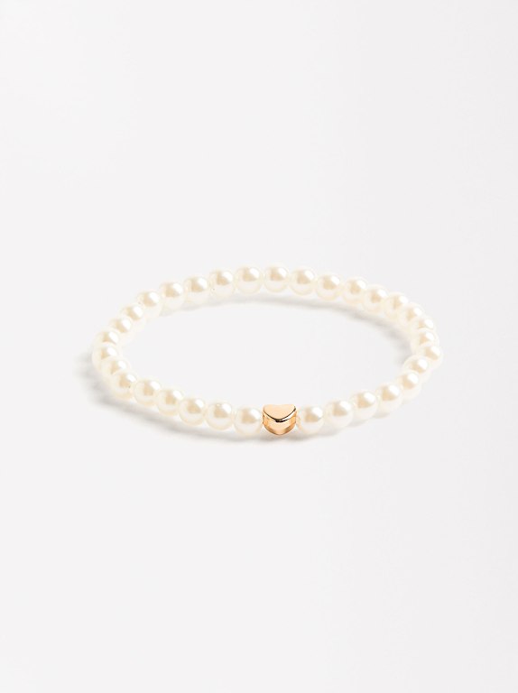 BRACELET WITH PEARLS AND HEART