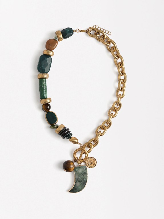 Links Necklace With Resin And Stones