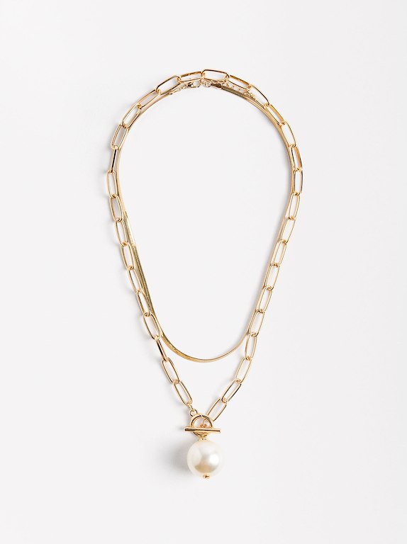 DOUBLE NECKLACE WITH PEARL