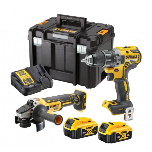 DeWALT Set aku alata, bušilica DCD791 + ugaona brusilica DCG405; 18V; 2x5,0 AhDCK2020P2T