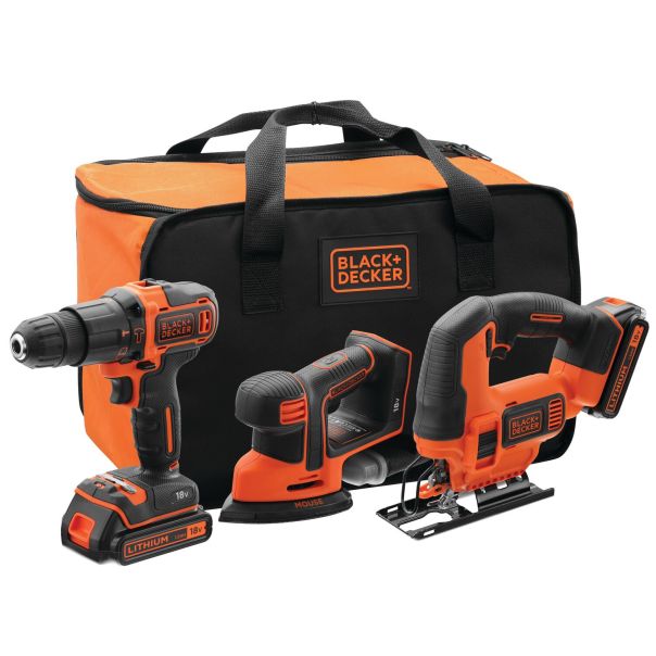 BLACK & DECKER Set aku alata, Udarna bušilica + ubodna testera + brusilica 18V 1,5 Ah BCK31S1S