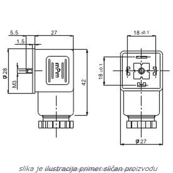 KONEKTOR B4 CEKONEB04 ZA ELEKTROMAGNETNE VENTILE CEME