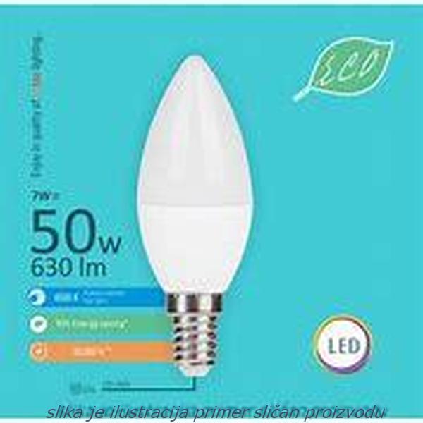 SIJALICA LED E14 7W 11 ECO SVEĆA C3760W6500K 550LM 220V MAT BELA MI