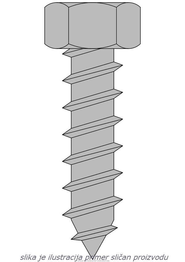 Vijak 455 6.3x16 Plehšraf Šestougaona Glava Jus M.B1.455 Din7976
