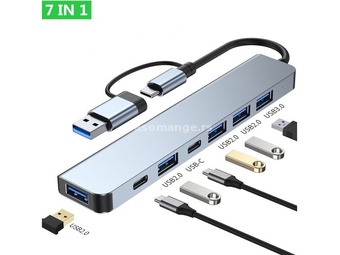 USB 3.0/3.1 tip C - HUB Superbrzi 5-port USB 3.0 + 2x Tip C