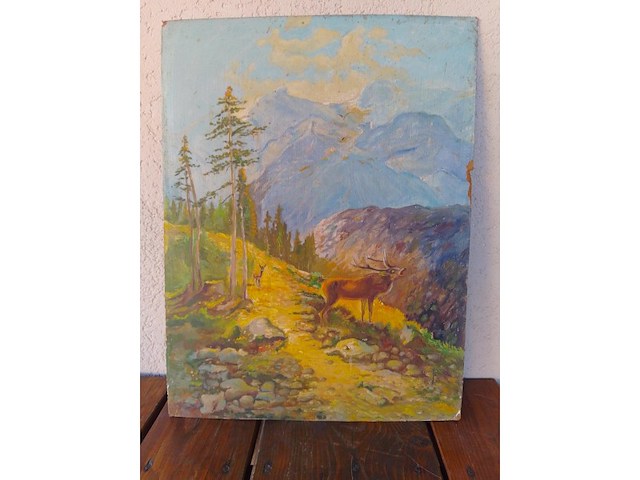 SLIKA JELEN NA PLANINI   55cm x 42cm