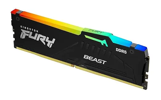 Kingston RAM memorija DDR5 16GB 5200MHz [FURY BEAST RGB],CL40 1.25V, 288-Pin 1Rx8, w/RGB Heatsink KF552C40BBA-16