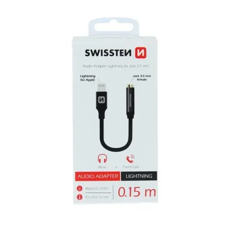 Swissten 73501211 Audio adapter Lightning na 3.5mm, 0.15m, Crni