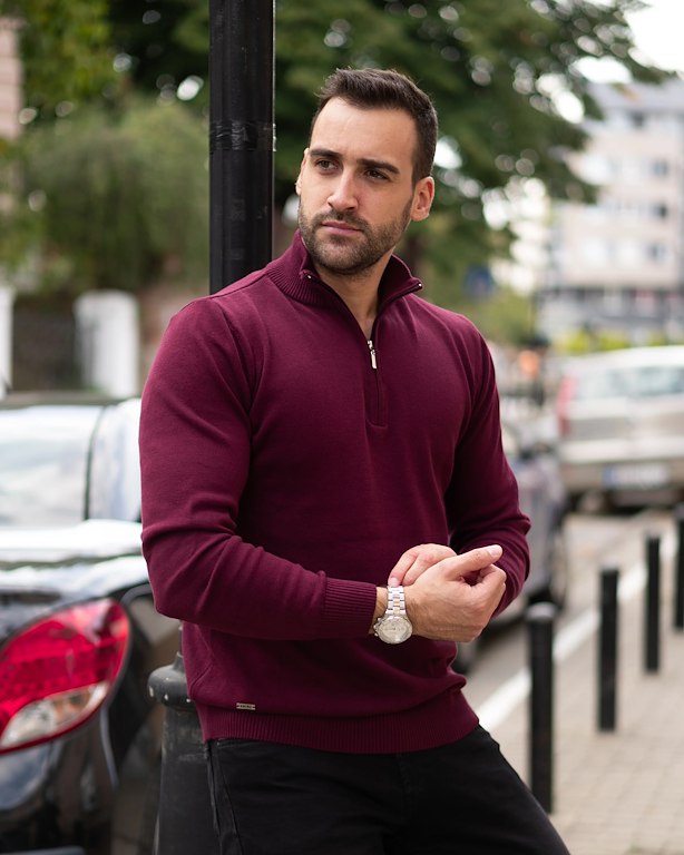                    | HALF ZIP DŽEMPER - RED MAHOGANY