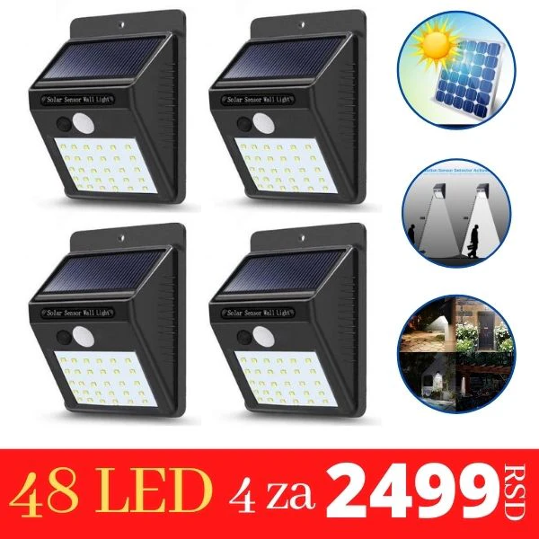 4 Solarna Led Reflektora sa 48 dioda