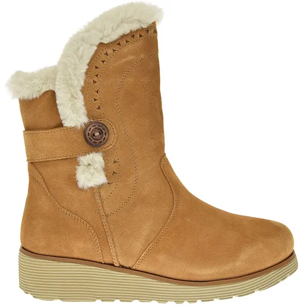 SKECHERS Ženske zimske čizme Keepsakes Wedge Cozy Peak 49811-Tan