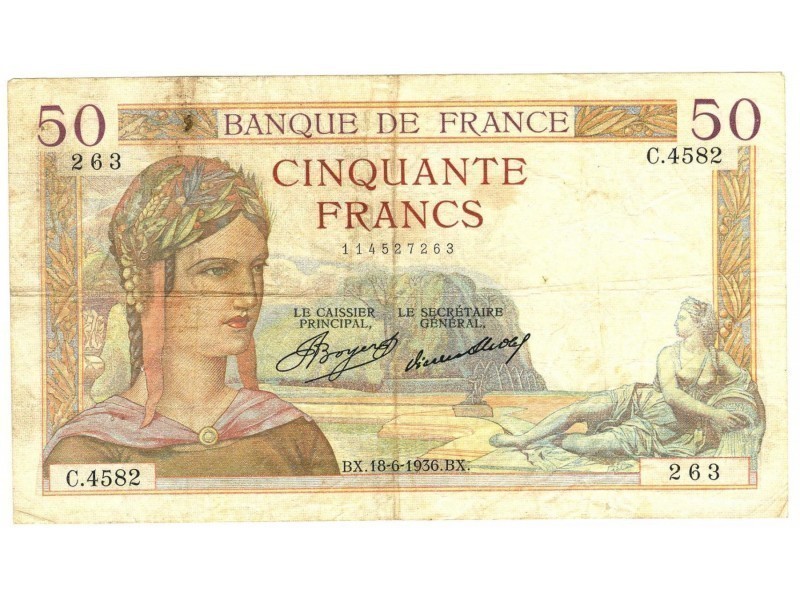 Francuska 50 francs 1936