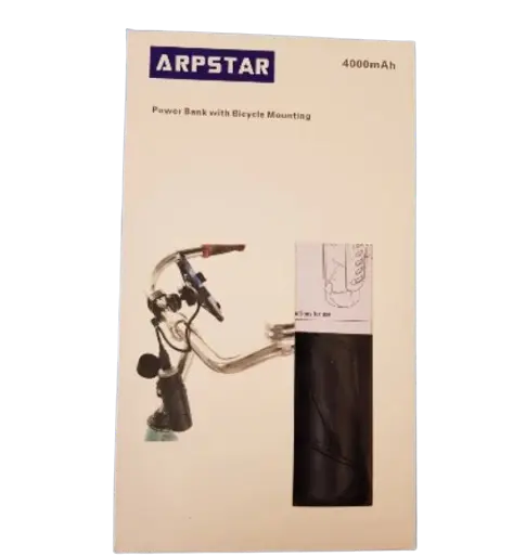 Arpstar 337828 Eksterna baterija sa držačem za bicikl, 4000mAh, Crna