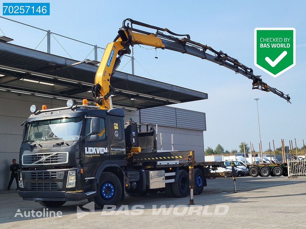 Volvo FM 380 6X2 Effer 370.11/6S Fly-Jib 3S Kran Crane Liftachse Euro kamion s ravnom platformom