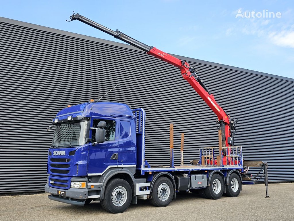 Scania G440 8x4 / PALFINGER EPSILON CRANE / RETARDER kamion s ravnom platformom