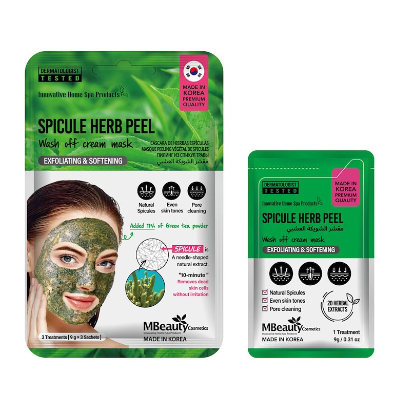 MBeauty Spicule Herb Peel, maska za piling kože lica sa spikulama, 3 tretmana ( 9 g x 3)