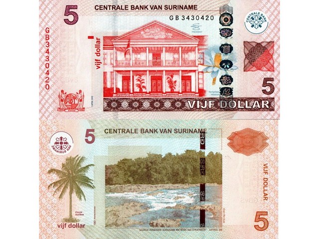 Surinam SURINAME 5 Dollars 2012 UNC, P-162