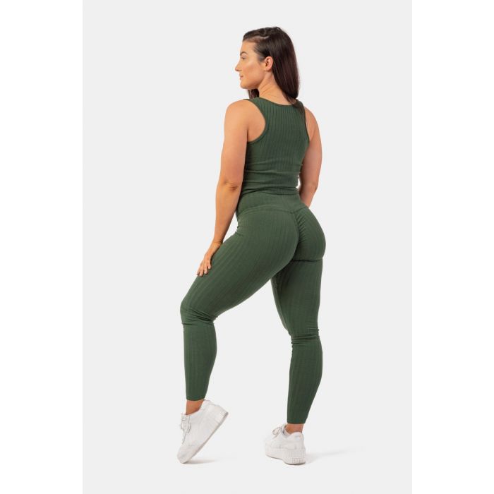 Ženska majica bez rukava Ribbed Organic Dark Green - NEBBIA