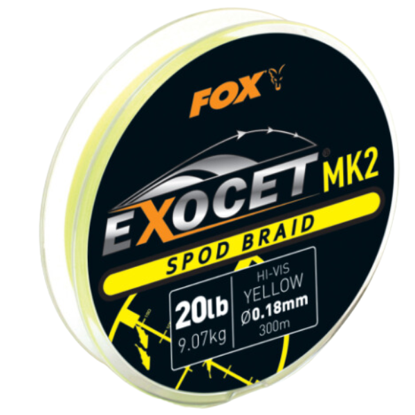 FOX EXOCET MK2 SPOD & MARKER BRAID – 0.18MM/20LB X300M SPOD -YELLOW