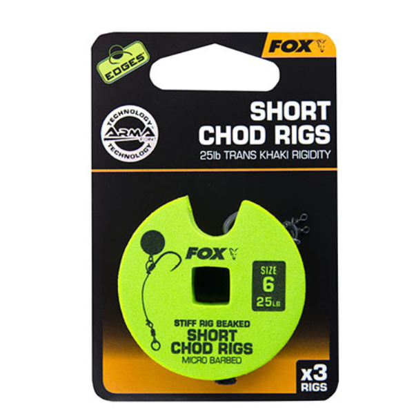 FOX EDGES CHOD RIGS – SHORT 25LB, SIZE 8