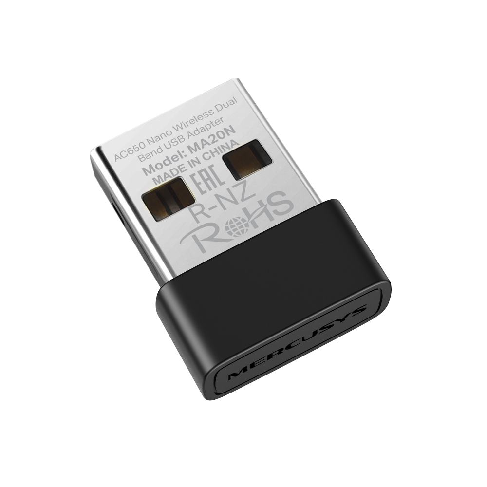 Mercusys MA20N AC650 nano WiFi USB Dual Band adapter 2.4GHz & 5GHz sa 1 internom antenom