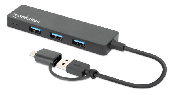 USB-C HUB 4port Manhattan 180863 3.2 G1+USB-C5GbpsCrni