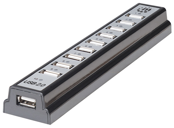 USB HUB 10port Manhattan 161572 2.0/480Mbps/Crni