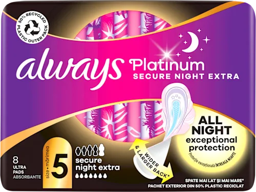 always
Platinum SECURE NIGHT EXTRA higijenski ulošci, 8 kom