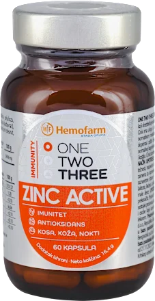 Hemofarm
ONE TWO THREE ZINC ACTIV kapsule, 60 kom
Dodatak ishrani