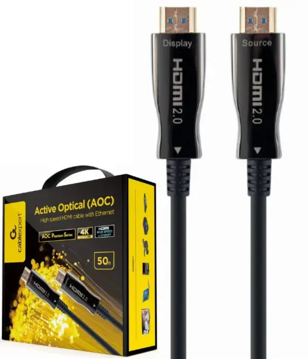 Gembird CCBP-HDMI-AOC-50M-02 Aktivni optički HDMI kabal, High Speed Ethernet Premium, 50m, Crni