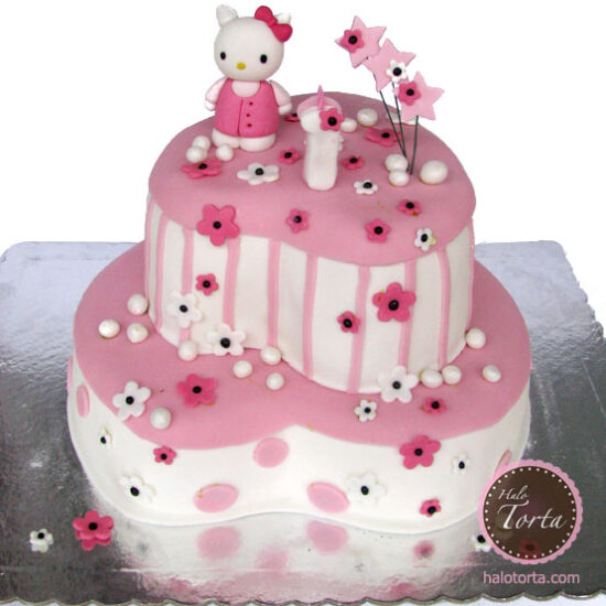 Torta Hello Kitty na srcima