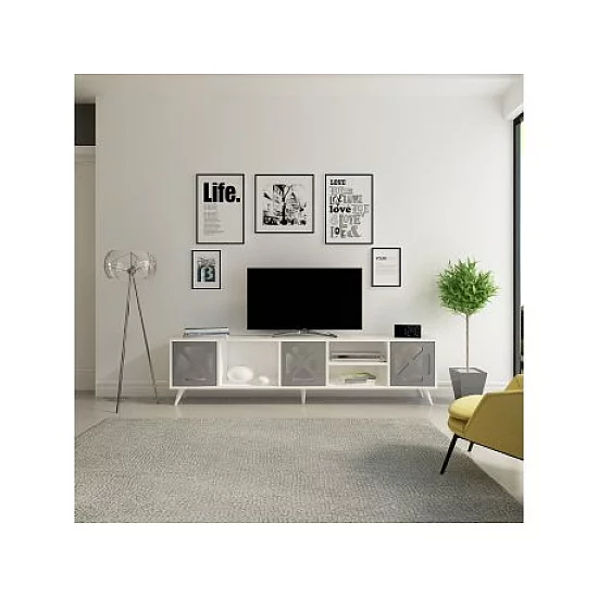 HANAH HOME TV POLICA SINEF WHITE ANTHRACITE CENA