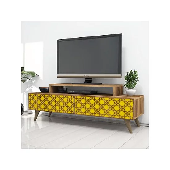 HANAH HOME TV POLICA CITY WALNUT YELLOW CENA