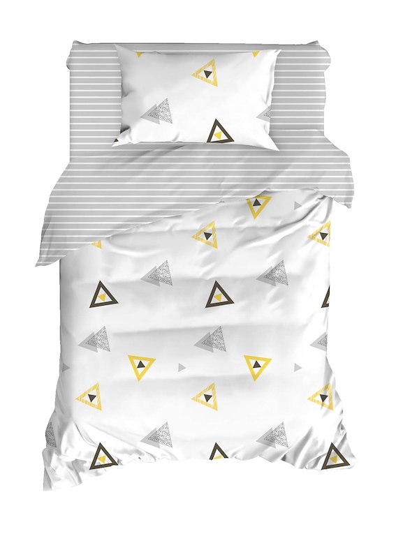 100 % Pamuk Posteljina-Grey & yellow triangles