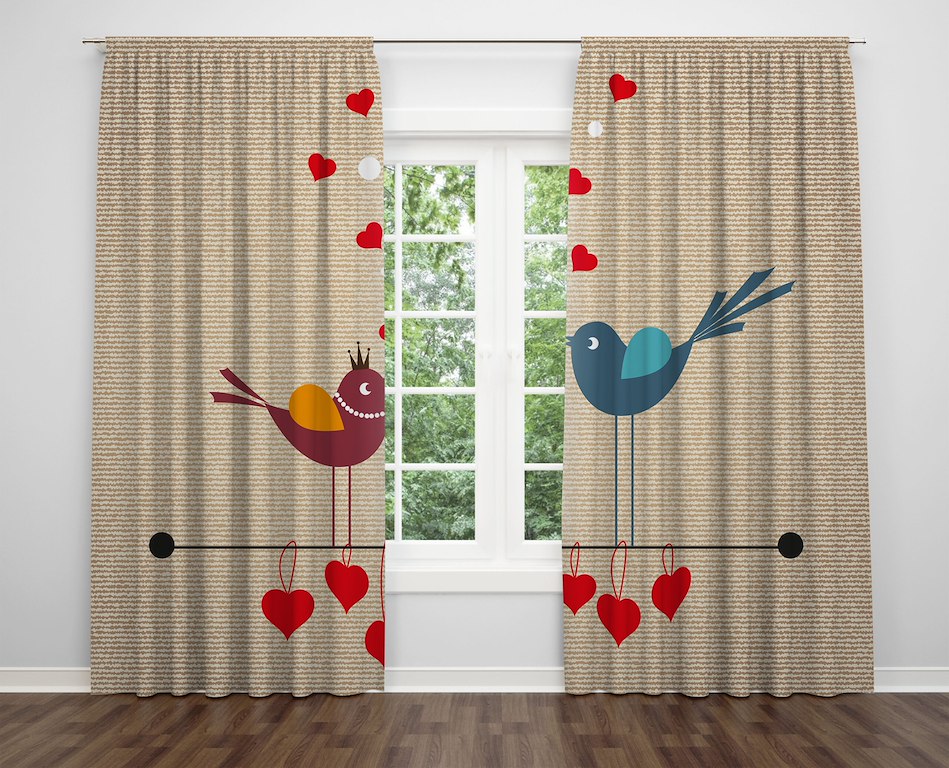 MEY HOME 3D-Draperi-Love birds