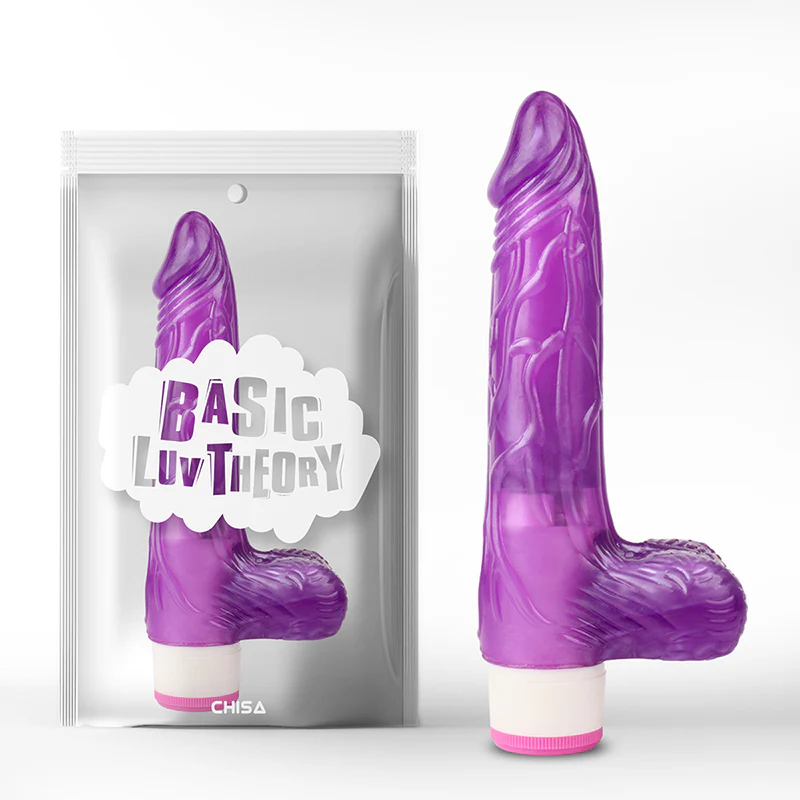 Realisticni vibrator sa testisima - Luv Pleaser Purple