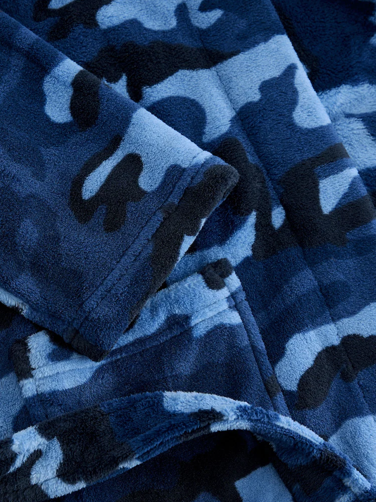 Blue/Navy Camouflage Fleece Robe (3-16yrs)